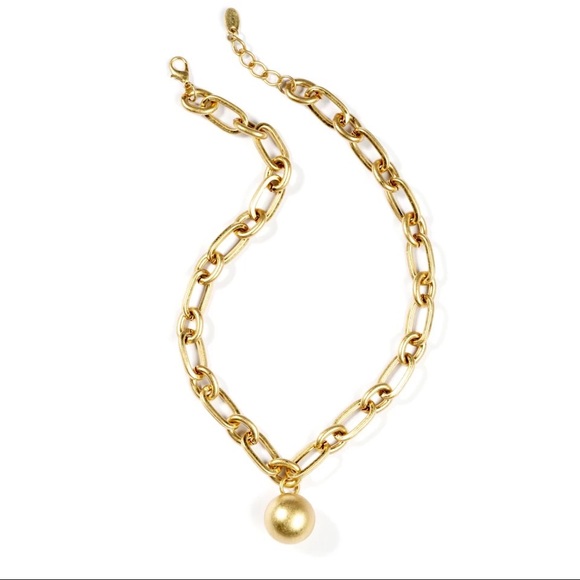 Zara | Jewelry | Zara Textured Frayed Gold Ball Chain Pendant Oval ...
